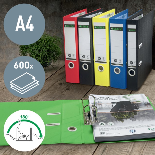 Ordner Leitz 180° Recycle 80 mm karton A4 blauw Kantoormateriaal.shop