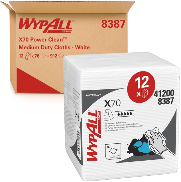 Poetsdoek WypAll X70 PowerClean 305x317mm 12x76vel wit 8387 ...