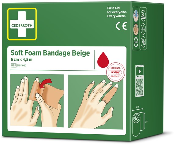 Bandage Cederroth Soft Foam 6cmx4,5m beige Kantoormateriaal.shop