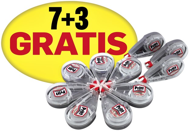 Correctietape Pritt Mini Flex 4.2mmx7m promo pack à 7+3 gratis ...